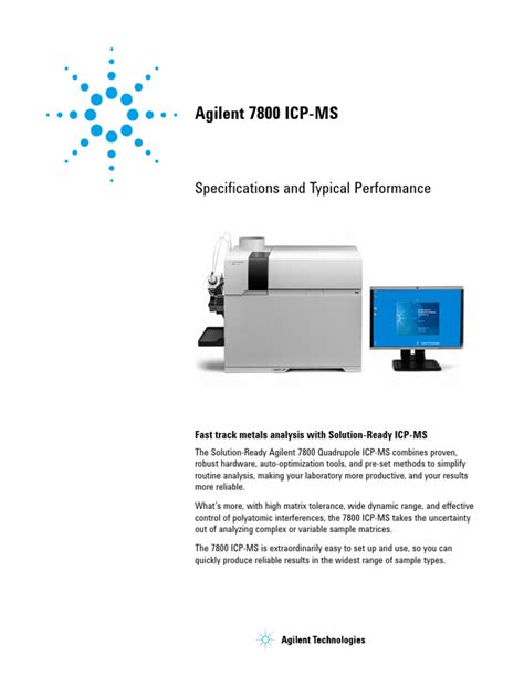 Agilent 7800 Icp Ms Typical Performance Specs Pdf Instrumental Analysis Physical