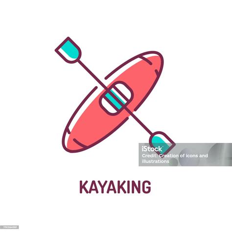 카약 색상 선 아이콘입니다 물 익스트림 스포츠 웹 페이지 모바일 앱 프로모션에 대한 픽토그램 Ui Ux Gui 디자인 요소 편집