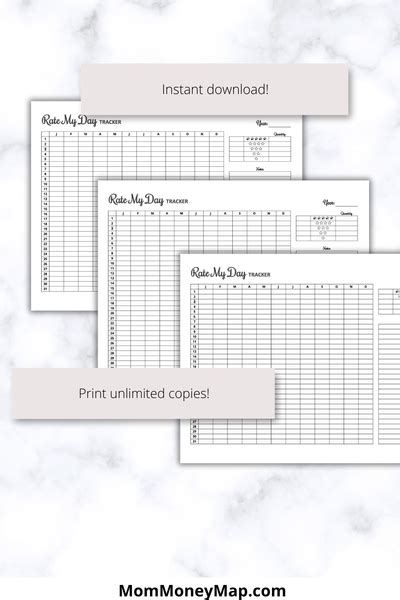 Rate My Day Tracker Printable Pdf For Daily Reflection And Productivity