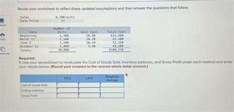 Solved Revise Your Worksheet To Reflect These Updated Assumptions