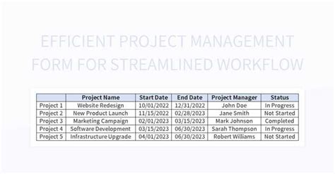 Streamline Workflow With This Efficient Project Management Form Excel