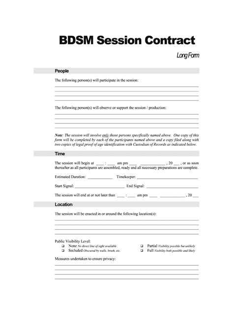Bdsm Session Contract Fill And Sign Printable Template Online Us