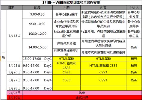 3月份达内web前端培训体验营课程安排 达内web前端培训