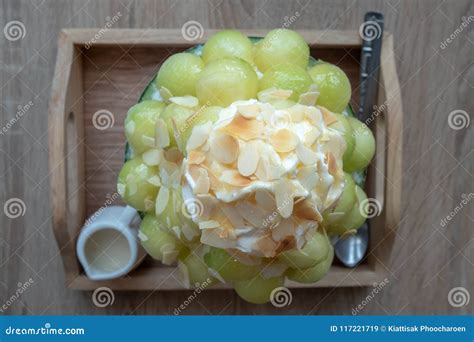 Melon Bingsu Stock Image Image Of Wood Menu High 117221719