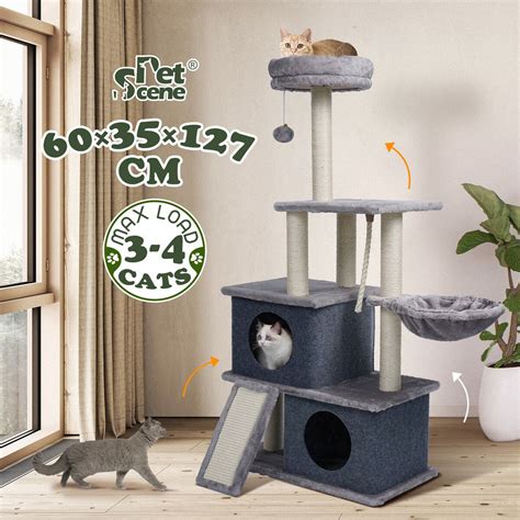 127cm Cat Tree Tower Scratching Post Bed Sisal Scratcher Furniture House Cave Condos Climbing