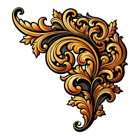 Ornate Golden Scroll Design Element Isolated On White Premium Ai