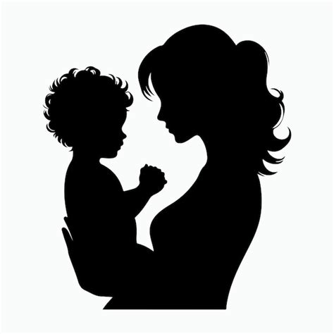 Vector De Silueta Madre E Hijo Vector Premium Generado Con Ia