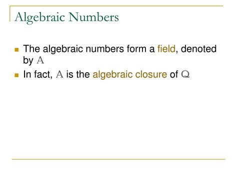 Ppt Algebraic And Transcendental Numbers Powerpoint Presentation Free Download Id 150348