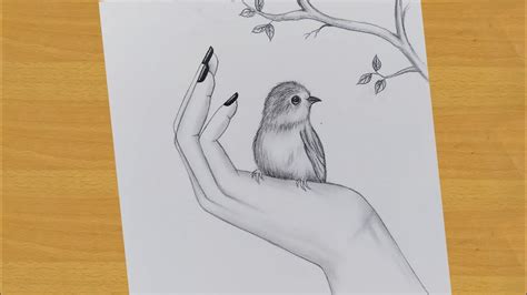 Birds Sitting On A Beautiful Girl Hand Pencil Sketch For Beginners Gali Gali Art YouTube