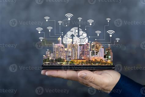 Smart City And Internet Of Things Iot On Smartphone In Hand Object