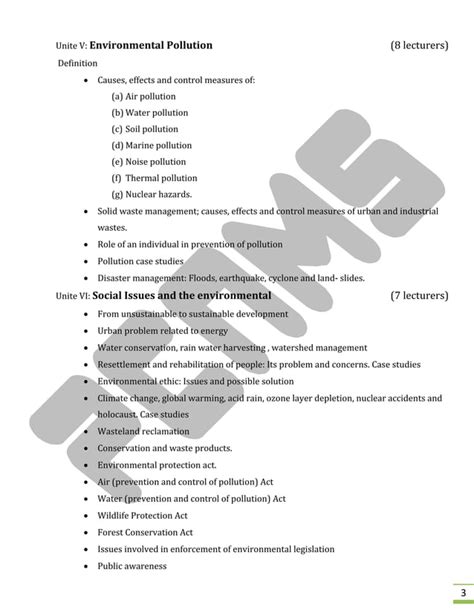 Environmental Sciences Syllabus