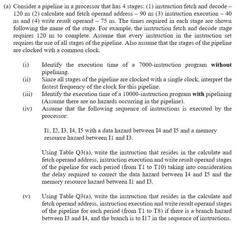 Solved A Consider A Pipeline In A Processor That Has 4