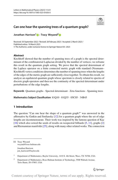 Can One Hear The Spanning Trees Of A Quantum Graph