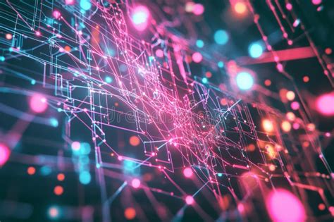 Abstract Ai Neural Network Rendering Floating Data Connections Dynamic Electric Pulses