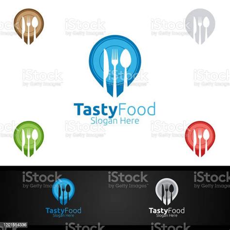 핀 건강 식품 기호 템플릿for 메뉴 레스토랑 또는 카페 포크 숟가락과 나뭇잎 개념 갈색에 대한 스톡 벡터 아트 및 기타 이미지 갈색 건강한 식생활 과일 Istock
