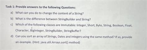 Solved Task 1 Provide Answers To The Following Questions
