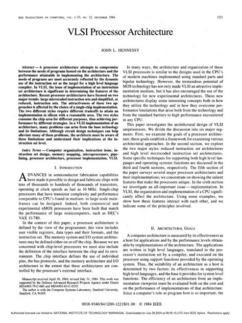vlsi processor architecture pdf computer architecture central