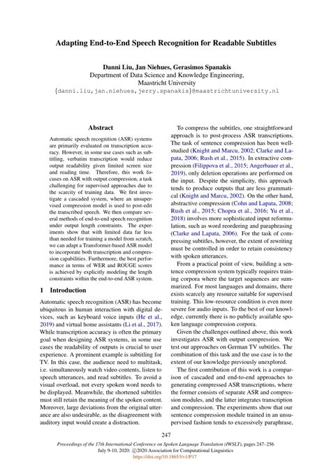 PDF Adapting End To End Speech Recognition For Readable Subtitles