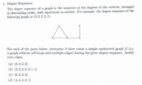 Solved Degree Sequencesthe Degree Sequence Of A Graph Is The
