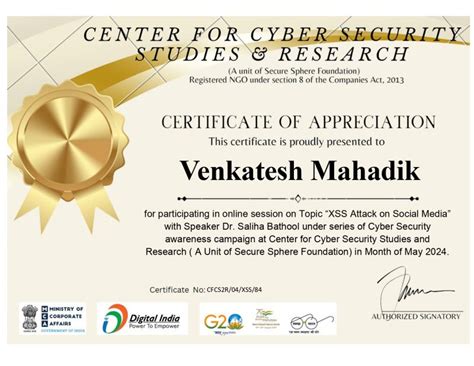 Attended Xss Workshop On Social Media Venkatesh Mahadik Posted On The Topic Linkedin