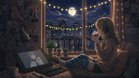 Nighttime Anime Girl S Room Stock Video Video Of Pillow Wear 376093759