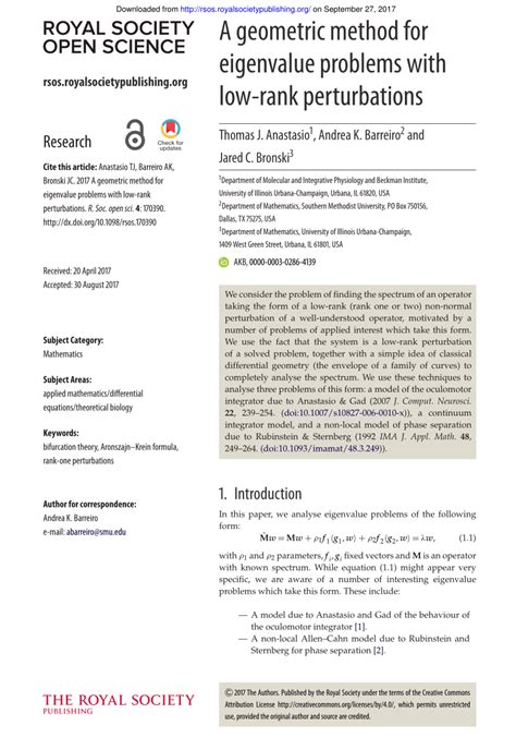 pdf a geometric method for eigenvalue problems with low rank