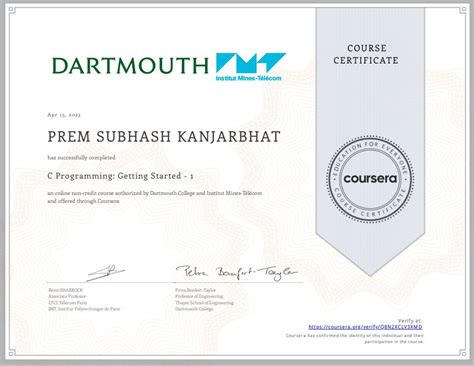 Prem Kanjarbhat On Linkedin Cprogramming Certificateofcompletion