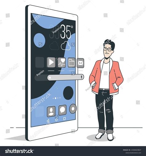 home screen smartphone tiny man interface stock vector royalty free 2330423827 shutterstock