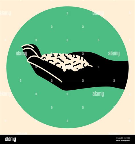 Hand Holding Polymer Granules Black Line Icon Ecology Pollution