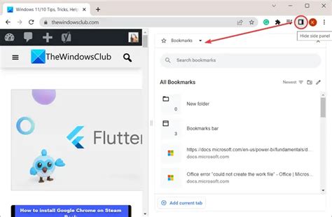 Disable Or Enable Power Bookmarks Sidebar In Chrome