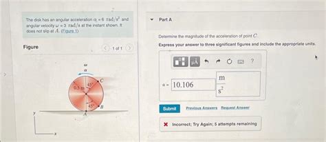 Solved The disk has an angular acceleration α rad s and Chegg