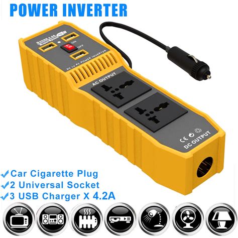W Car Power Inverter W Car Power Inverter Dc V Ac V Adapter W A Three Usb Charger