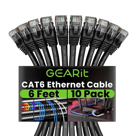 Gearit Cat 6 Ethernet Patch Cable 10 Pack 6 Feet
