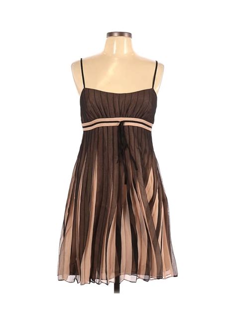 Bcbgmaxazria 100 Silk Brown Cocktail Dress Size 10 Petite 92 Off