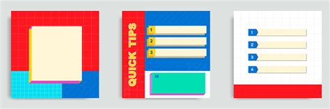 소셜 미디어 자습서 팁 트릭 당신은 다채로운 재미 색상기하학적 배경과 멤피스 패턴 디자인 요소와 포스트 배너 레이아웃 템플릿을