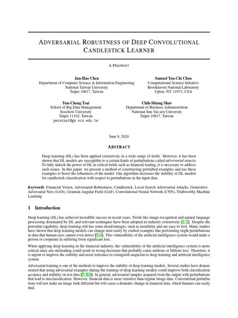Adversarial Robustness Of Deep Convolutional Candlestick Learner Pdf Deep Learning P Value