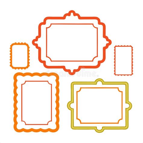 Vintage Rectangular Frame Vector Set Elegant Ornamental Border Collection Stock Vector
