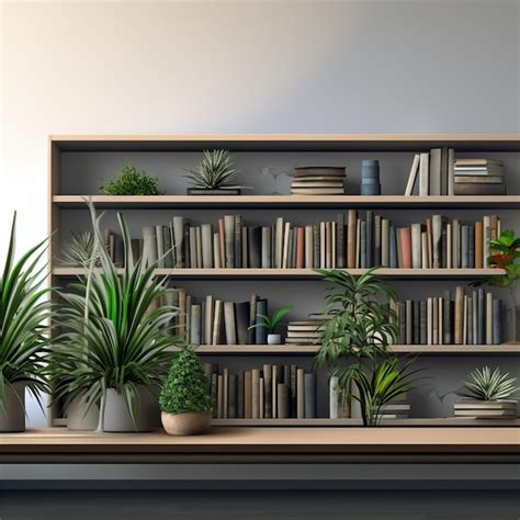 Premium Photo Office Background With A Bookcase And Plants Very