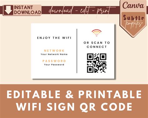 Wifi Password Sign Qr Code Sign Wifi Sign Wifi Qr Codewifi Etsy