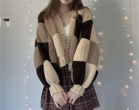 Crochet Brown Cardigan Etsy Uk