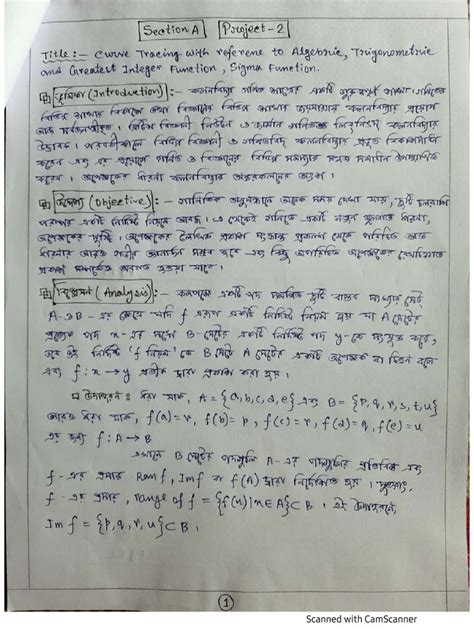 Math Project Class 11 Section A Curve Tracing Pdf