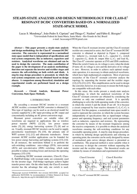 Pdf Steady State Analysis And Design Methodology For Class E² Resonant Dcdc Converters Based