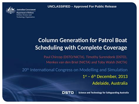 Pdf Column Generation For Patrol Boat Scheduling With Complete Coverage