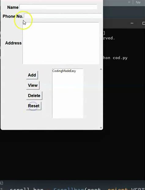 Create Address Book In Python Using Tkinter Pythonlearning Coding Python Programming Code