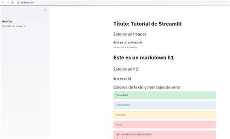 Página de Seraph Tutorial introductorio de streamlit