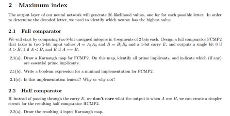 Solved 2 Maximum Index The Output Layer Of Our Neural Chegg Com