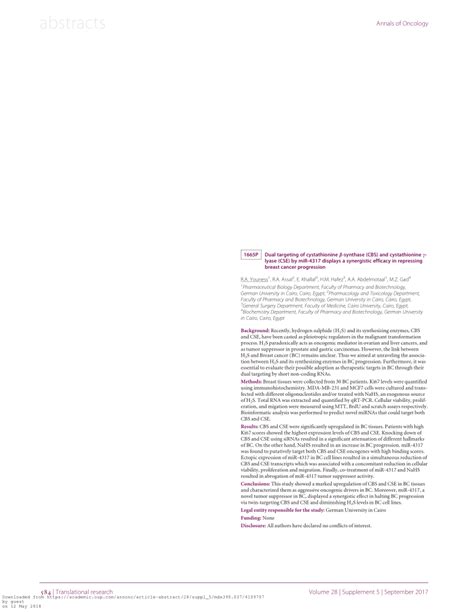 Pdf 1665pdual Targeting Of Cystathionine β Synthase Cbs And Cystathionine γ Lyase Cse By