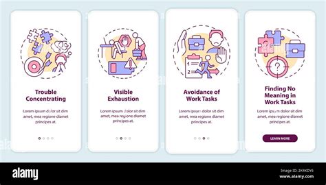 Signs Of Employee Burnout Onboarding Mobile App Screen Stock Vector Image And Art Alamy