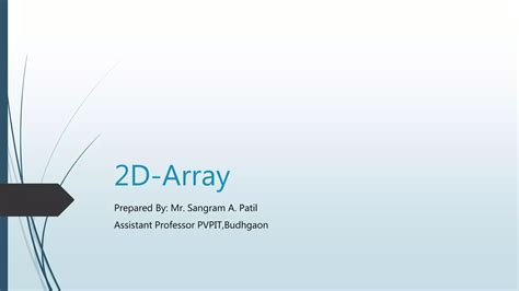Two Dimensional Array Ppt