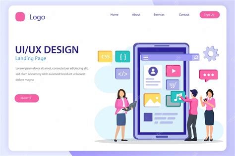 Premium Vector Ui Ux Design Concept Ui Ux Landing Page Website Flat